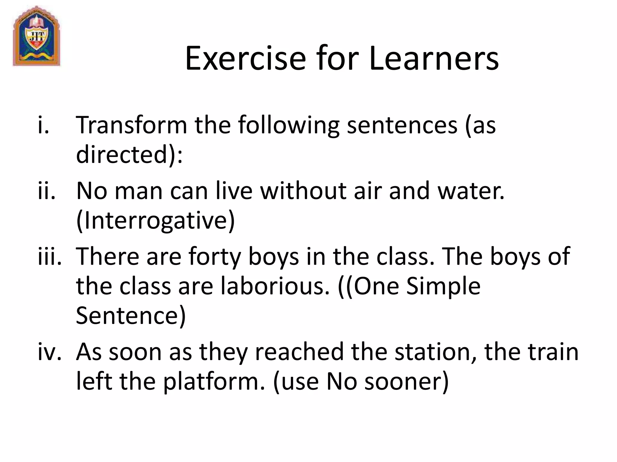 Requisites of Sentence Construction.KY