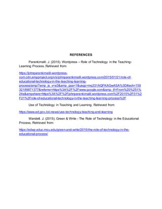 Understanding the Role of Technology for Teaching and Learning | DOCX