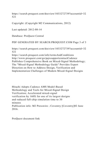 Cadence Publishes Comprehensive Book onMixed-Signal Method.docx