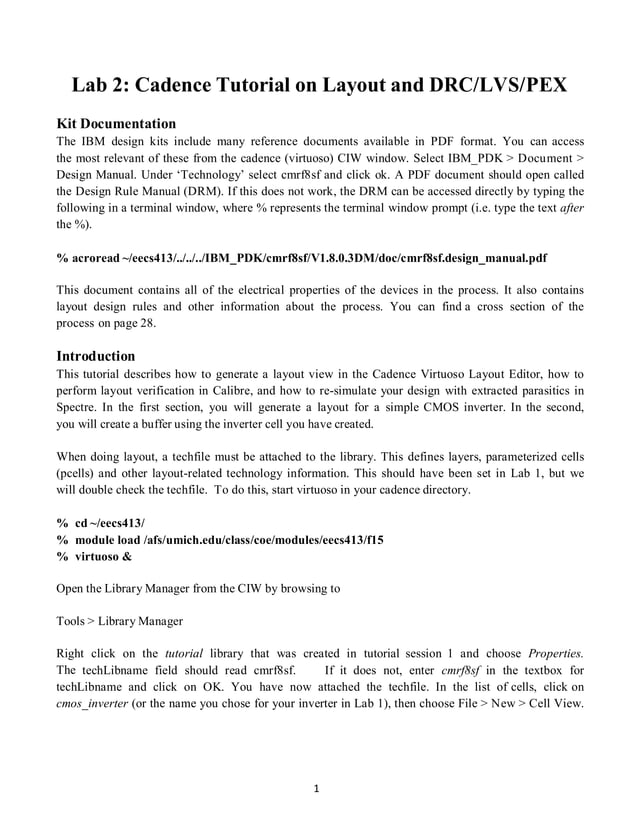 Cadence tutorial lab_2_f16 | PDF