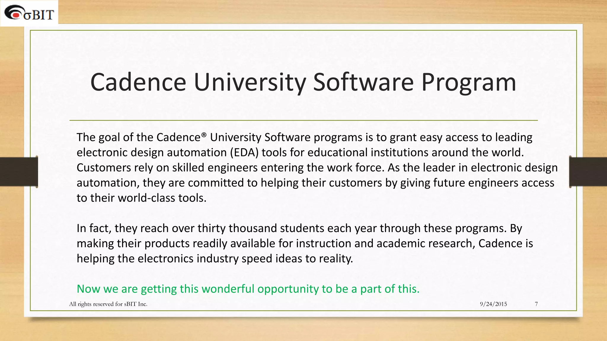 Cadence university software program proposal | PPT