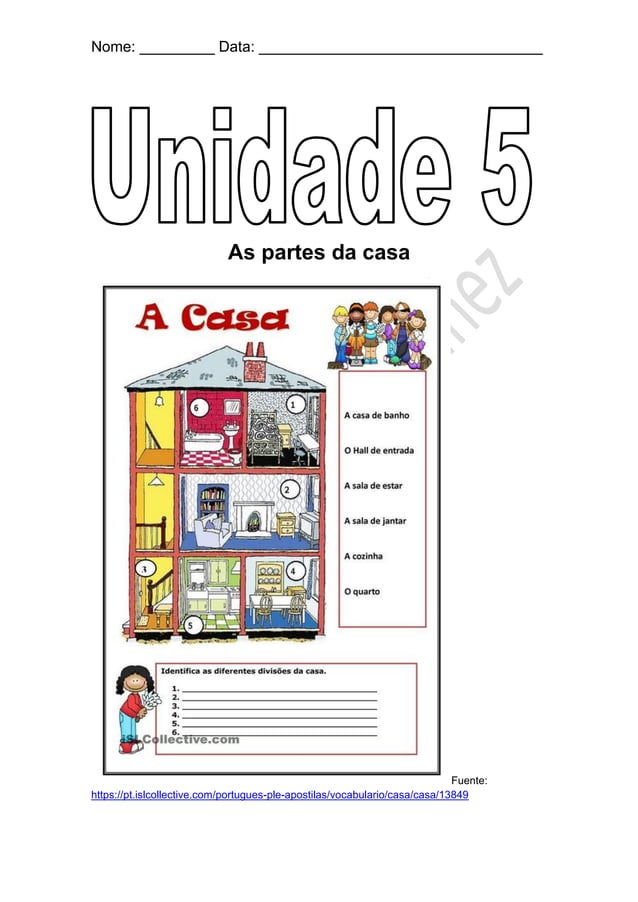 Caderno de atividades das partes da casa | PDF