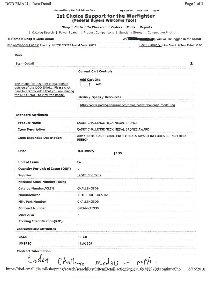 Cadet challenge medals