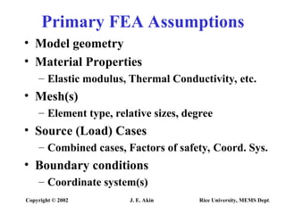 Fea analysis on structure. It provides the basic of fea | PPT