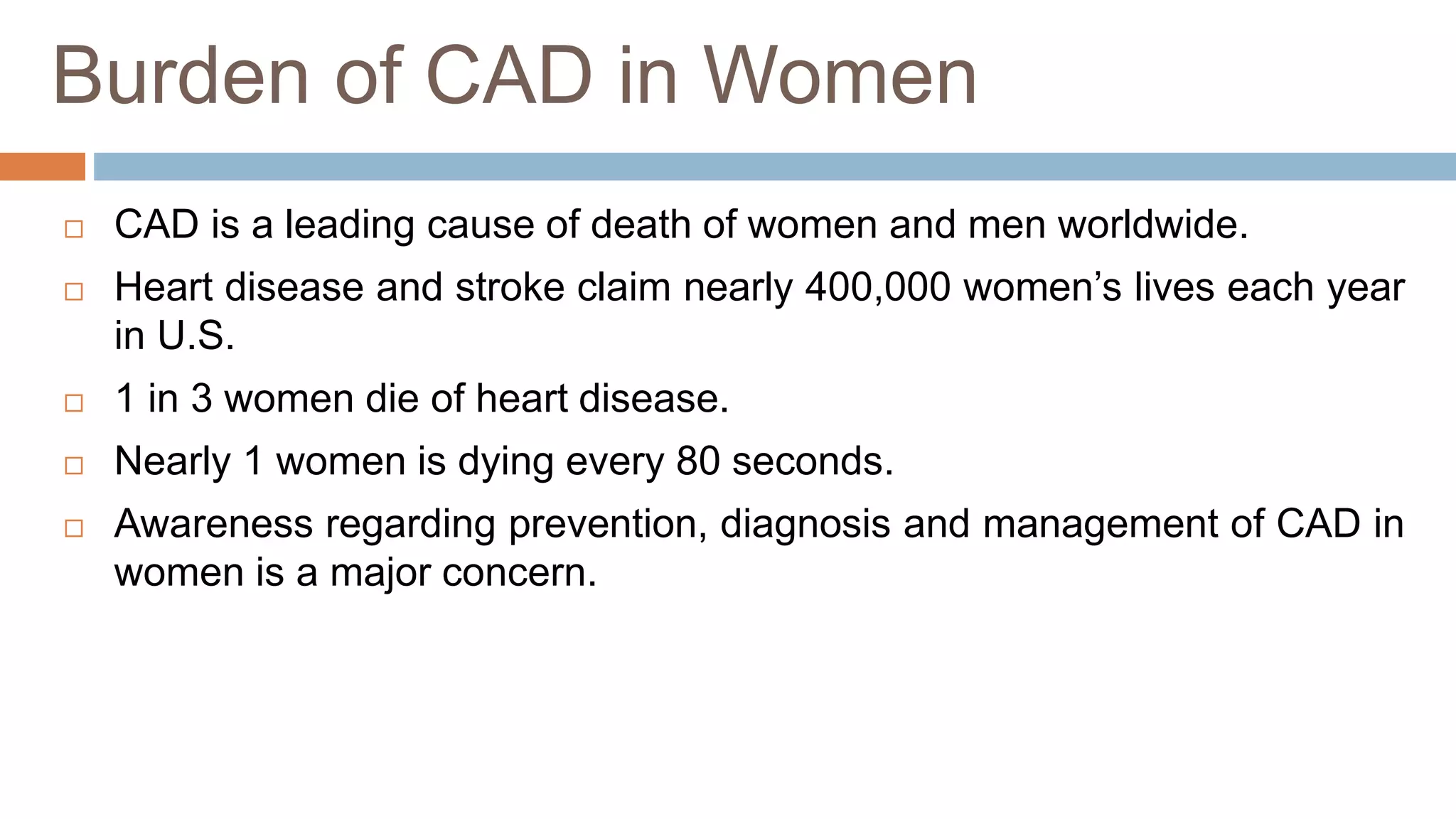 CORONARY ARTERY DISEASE(CAD) in WOMEN | PPTX