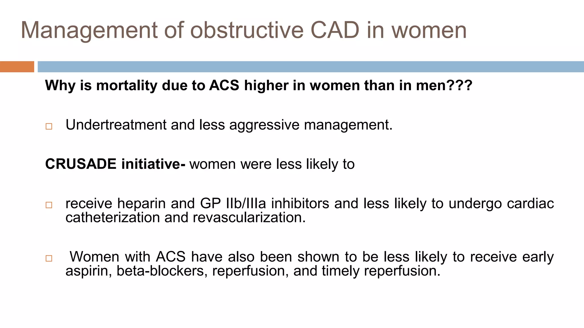 CORONARY ARTERY DISEASE(CAD) in WOMEN | PPTX