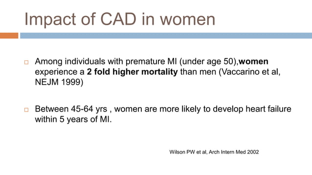 CORONARY ARTERY DISEASE(CAD) in WOMEN | PPTX | Heart and Cardiovascular ...