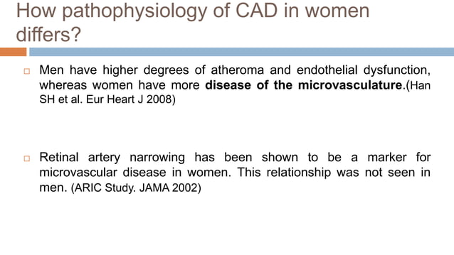 CORONARY ARTERY DISEASE(CAD) in WOMEN | PPTX | Heart and Cardiovascular ...