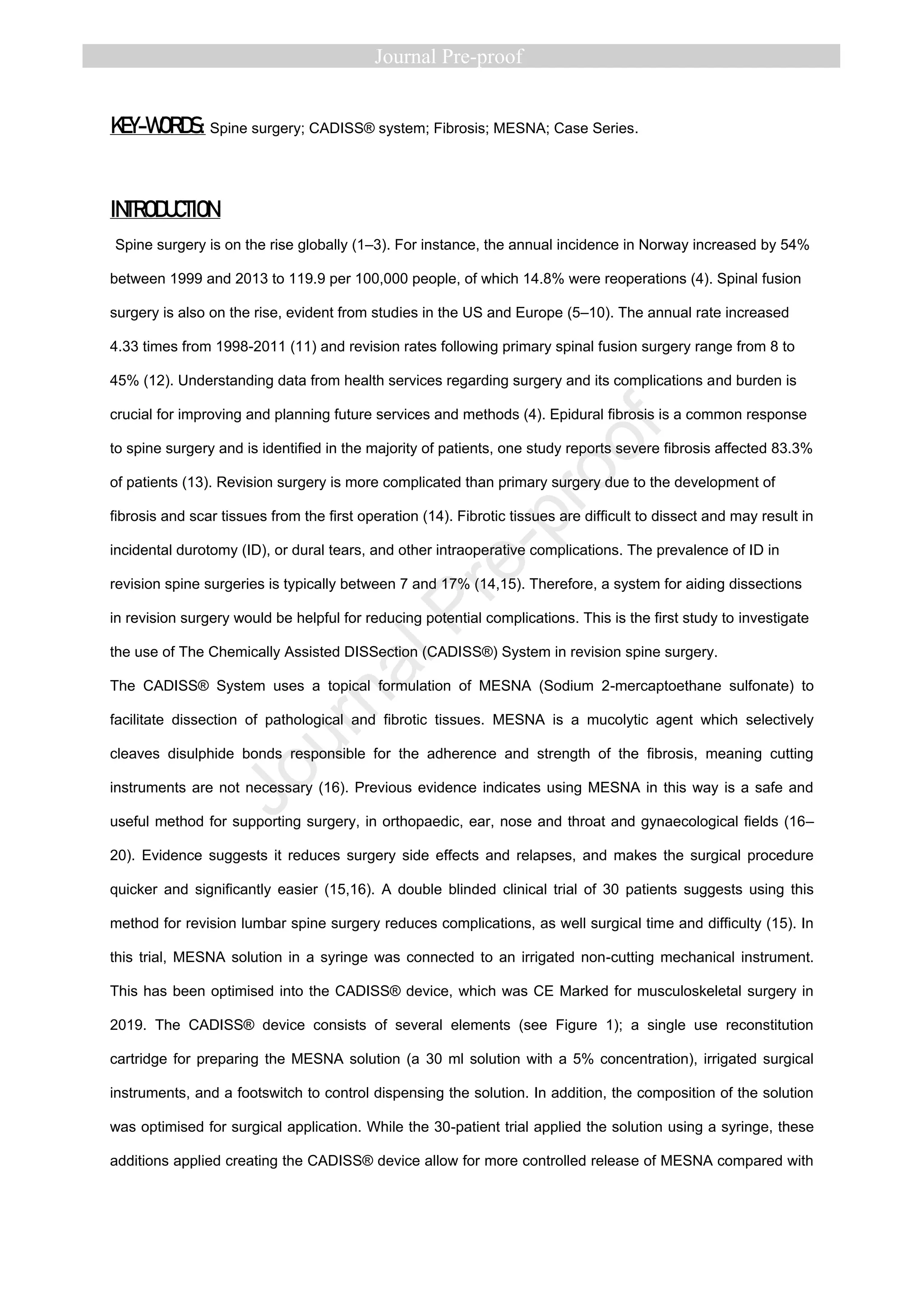 The Utility of the CADISS® System in the Dissection of Epidural ...
