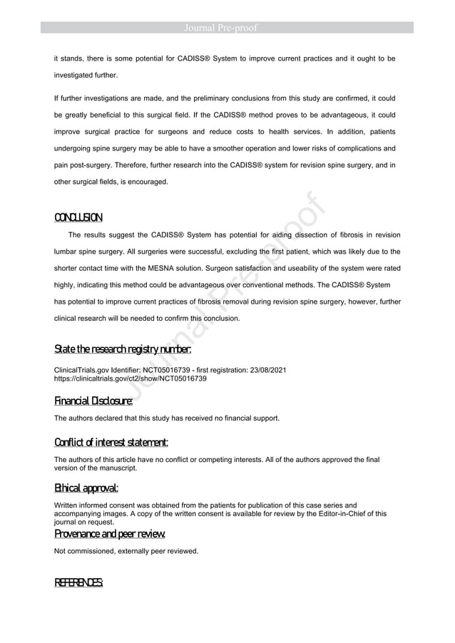 The Utility of the CADISS® System in the Dissection of Epidural ...