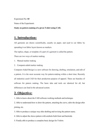 Study on pattern making of a given T-shirt using CAD. | PDF