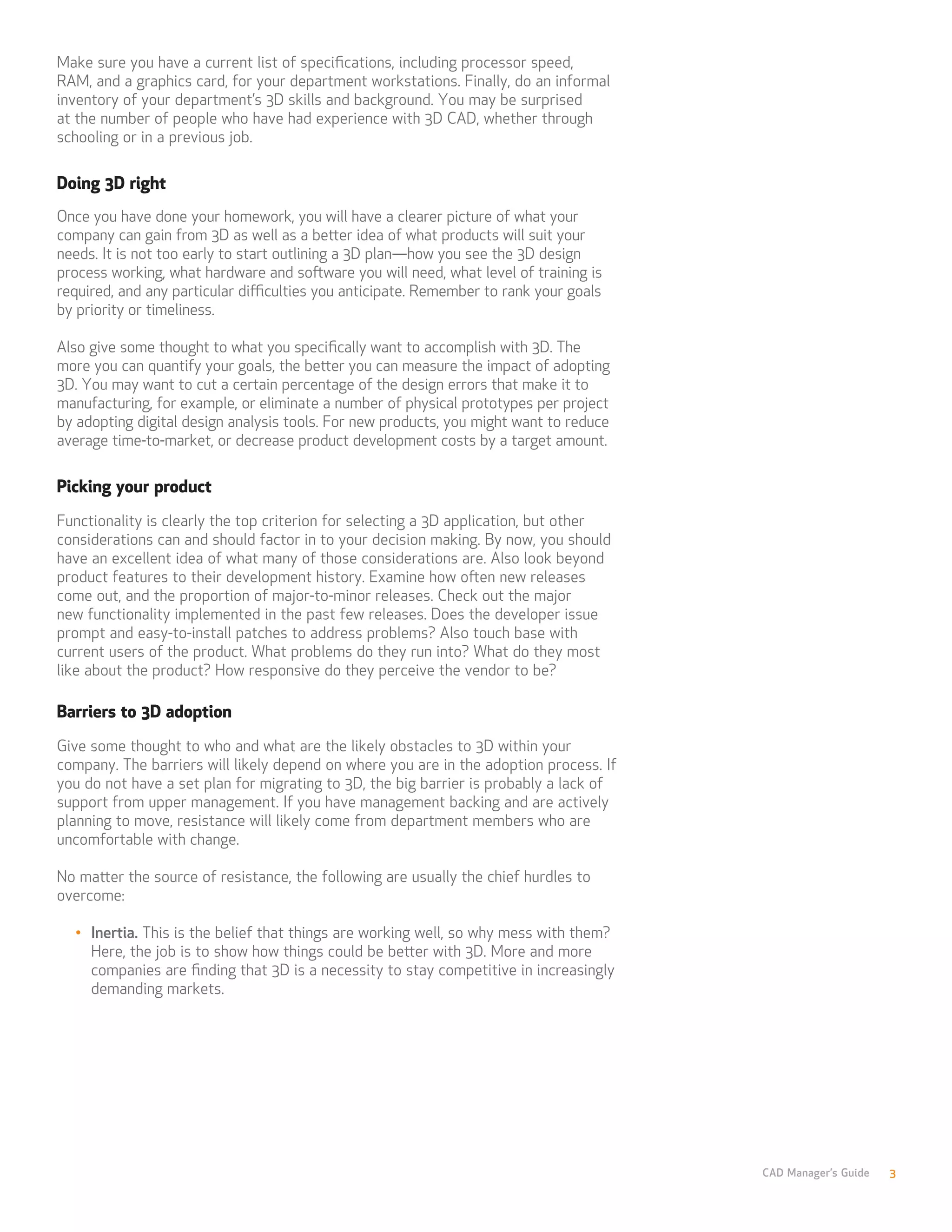 CAD Manager's Guide to Implementing a 3D CAD System | PDF