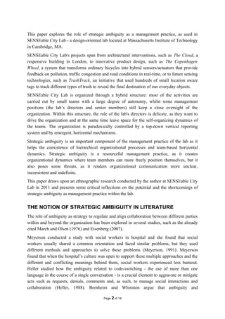 The potential and shortcomings of strategic ambiguity as management ...