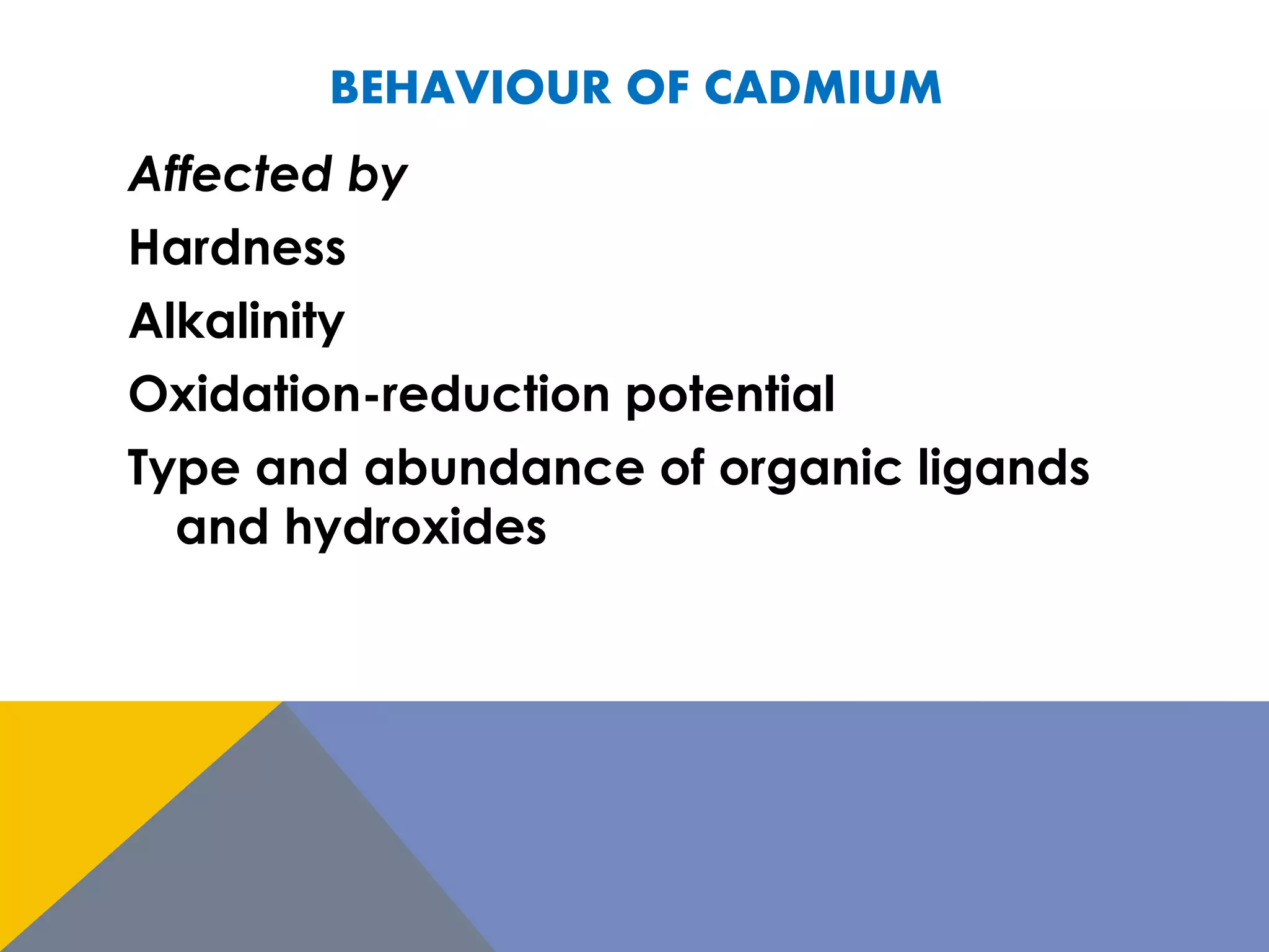Cadmium in drinking water | PPTX