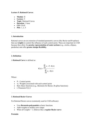 Module- II (CO-II) Geometric Modelling- straight line, representation ...