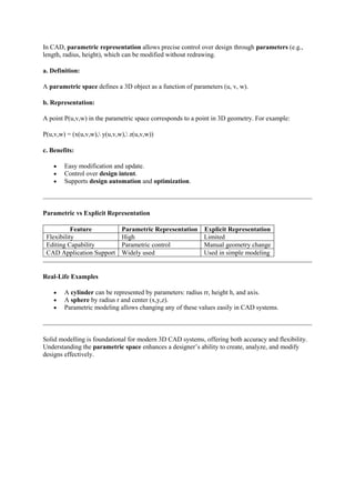 Module- IV (CO-IV) Fundamental of solid design, parametric space of a ...