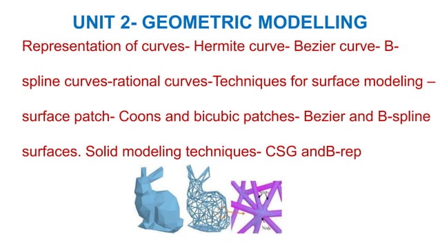 UNIT 2- GEOMETRIC MODELLING | PPTX
