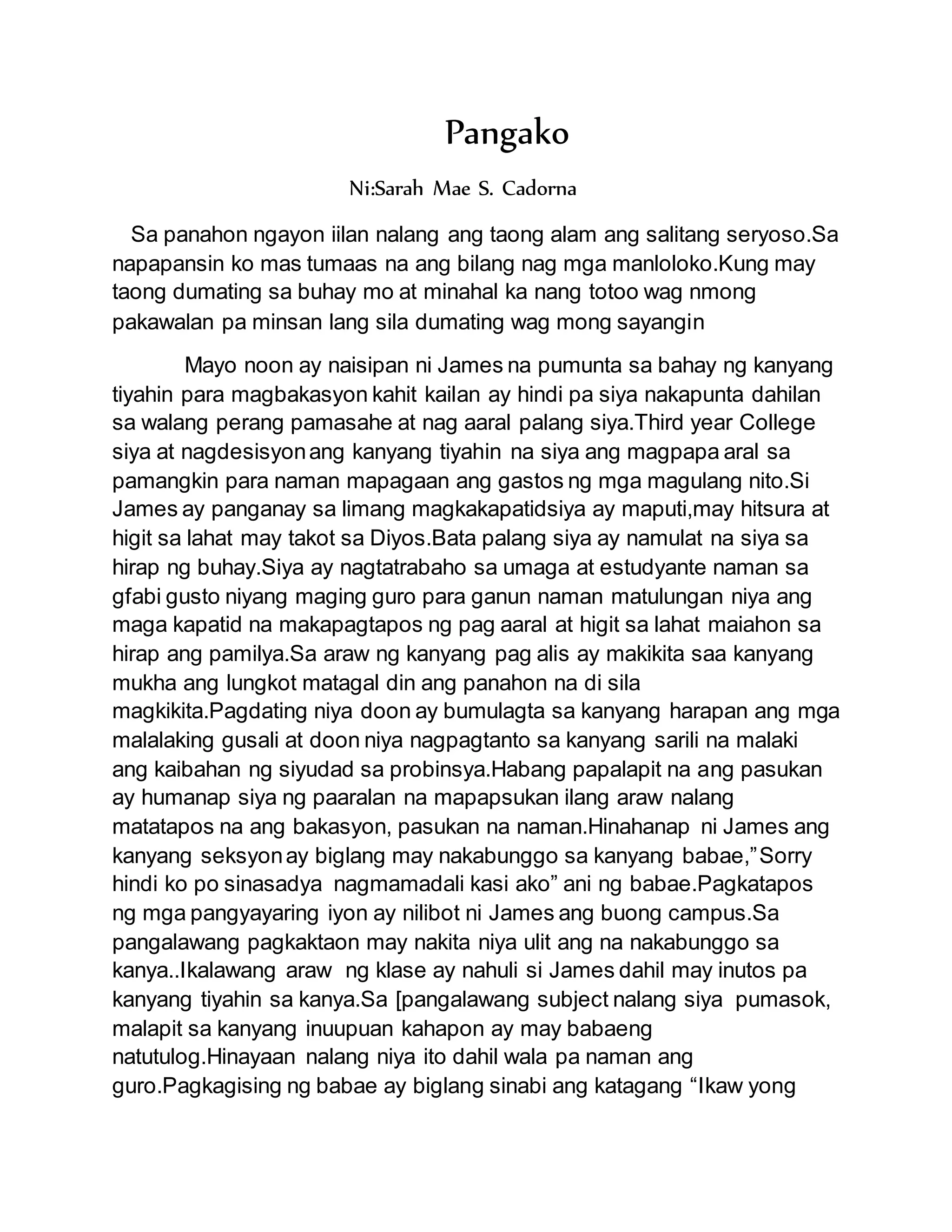 "Pangako" - Sarah Mae S. Cadorna | DOCX