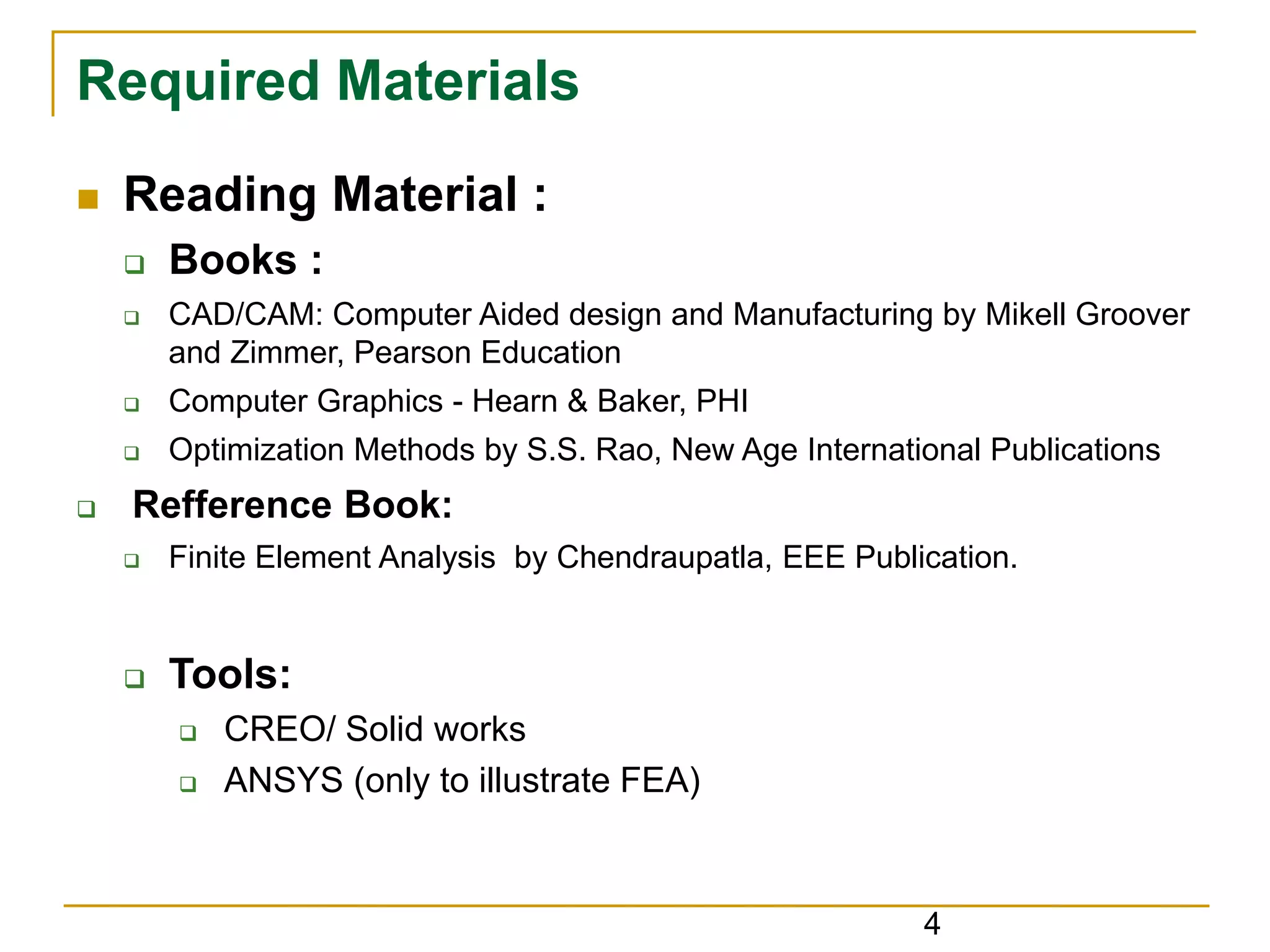 Introduction To Computer Aided Design Ppt 3 D Graphics Computer Software And Applications