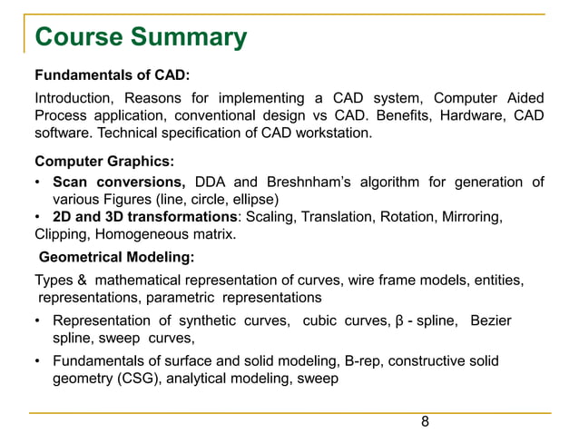 Introduction to Computer Aided Design | PPT | 3-D Graphics | Computer Software and Applications
