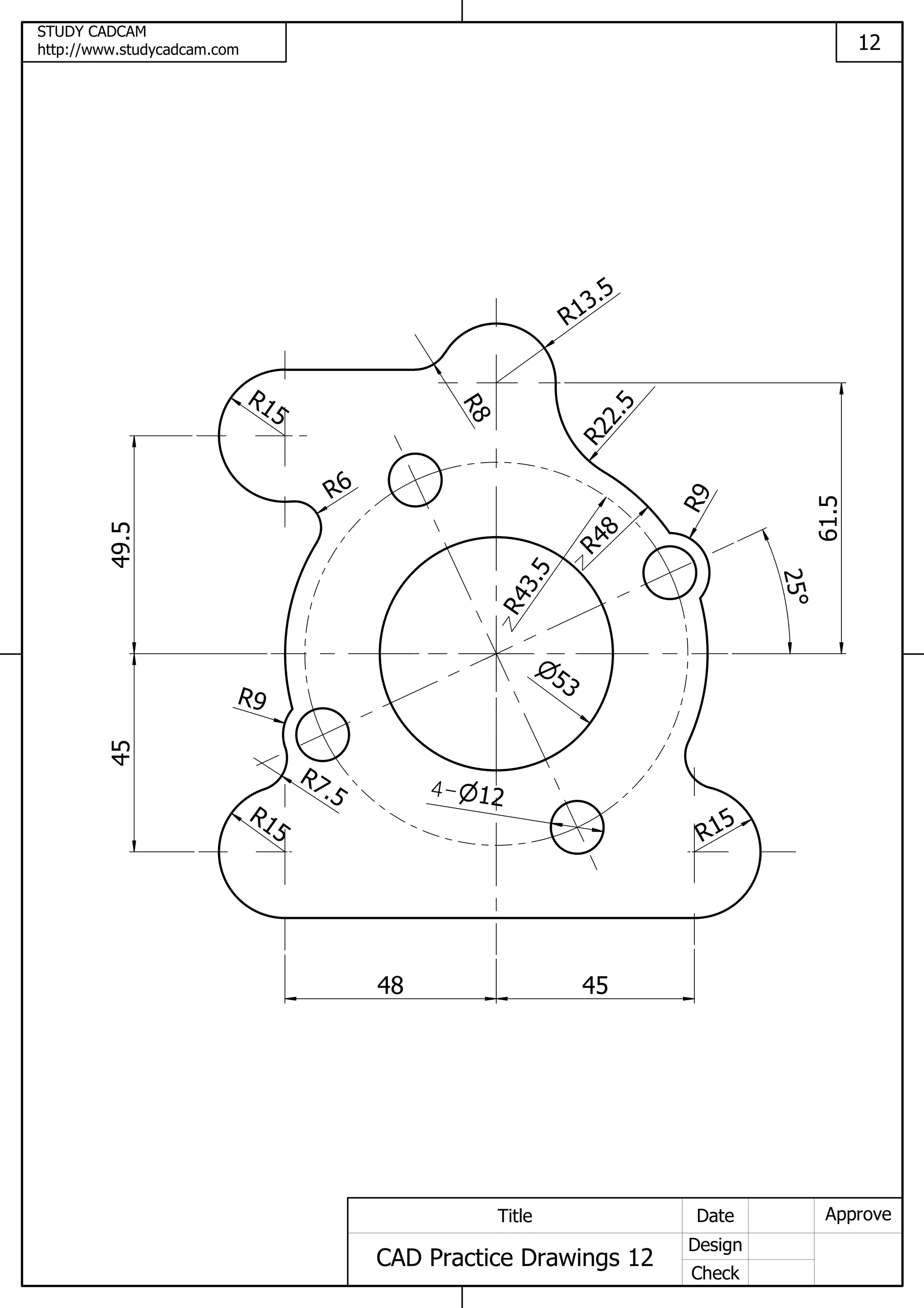 Cad practice drawings 12 | PDF | Drawing and Sketching | Arts and Crafts