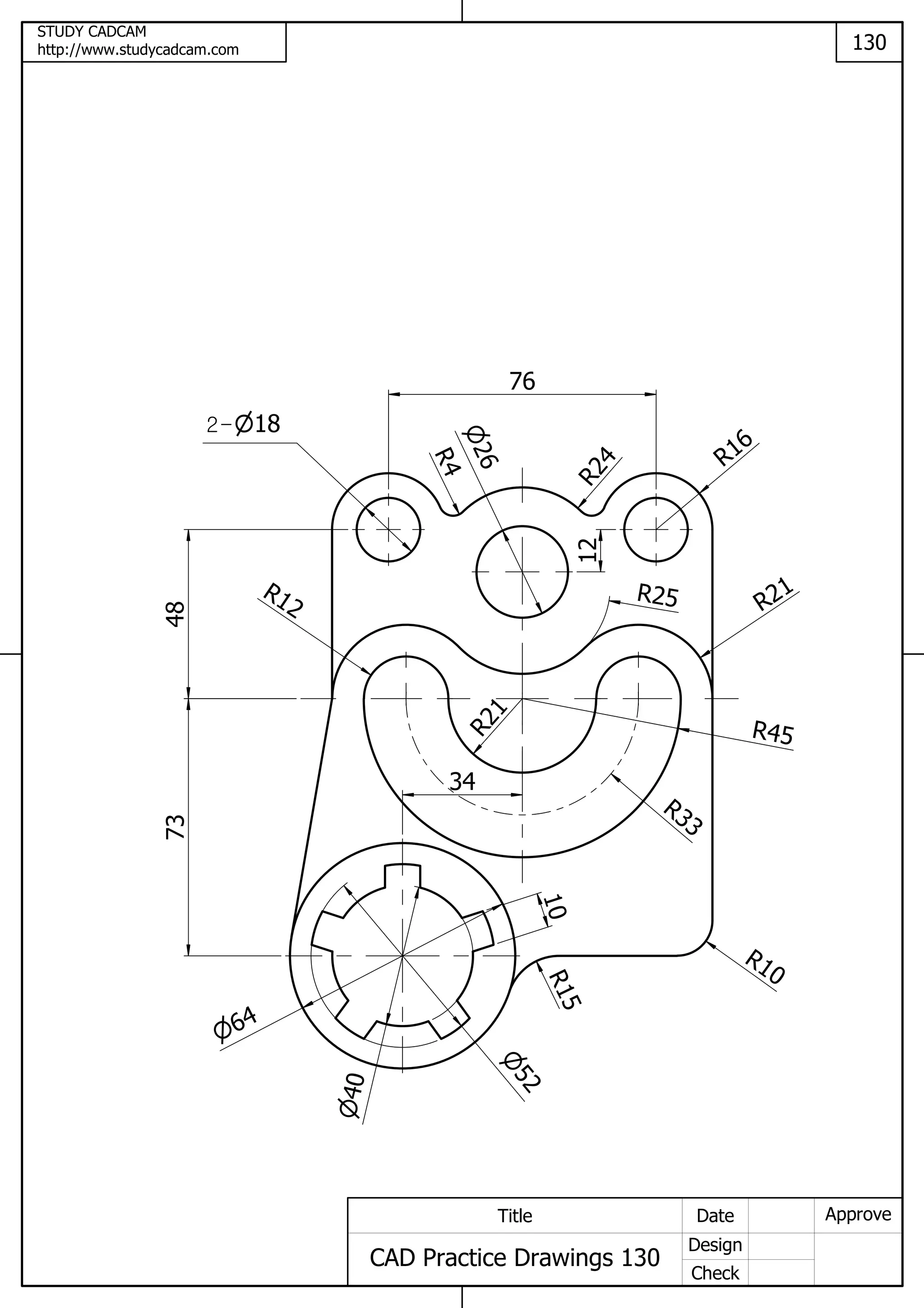 Cad practice drawings 121 130 | PDF