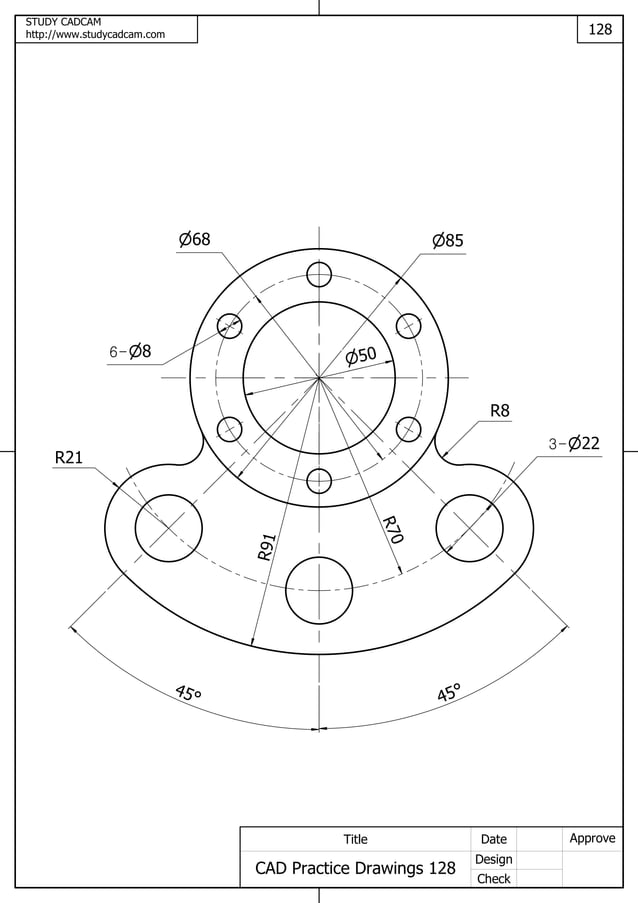 Cad practice drawings 121 130 | PDF