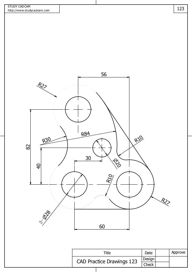 Cad practice drawings 121 130