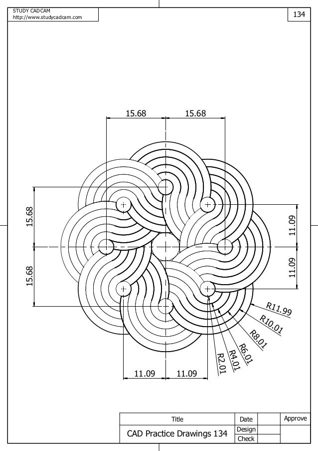 Cad practice drawings 131 140