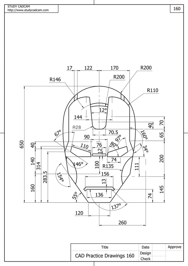 Cad practice drawings 151 160