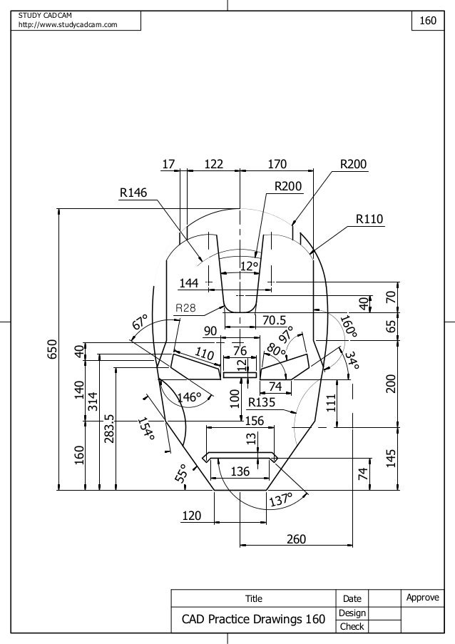Cad practice drawings 151 160