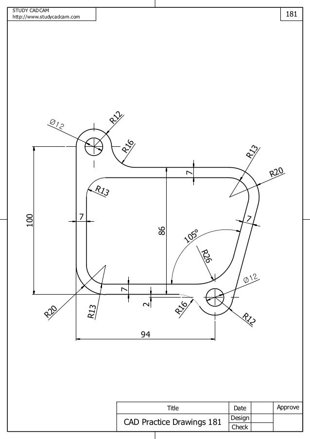 Cad practice drawings 181 189