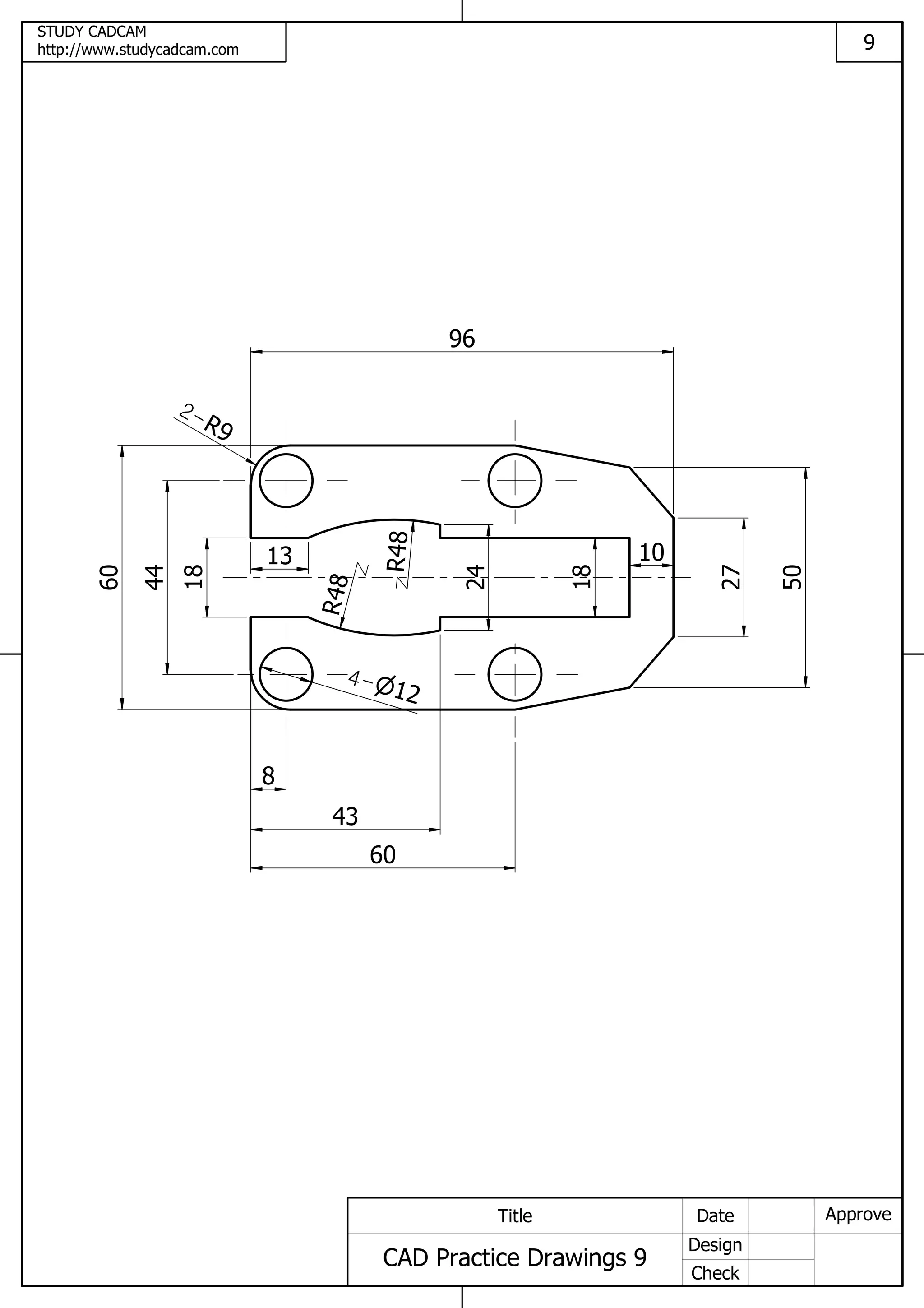 Cad practice drawings 9 | PDF | Drawing and Sketching | Arts and Crafts