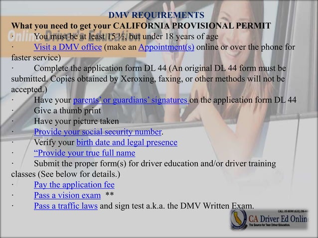 Ca driver ed online | PPTX