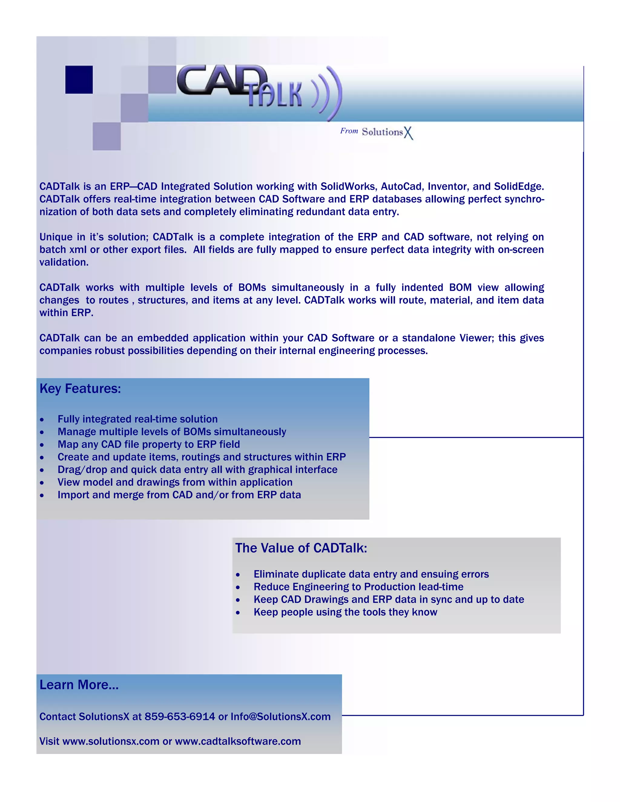 CADTalk - CAD to ERP Interface | PDF