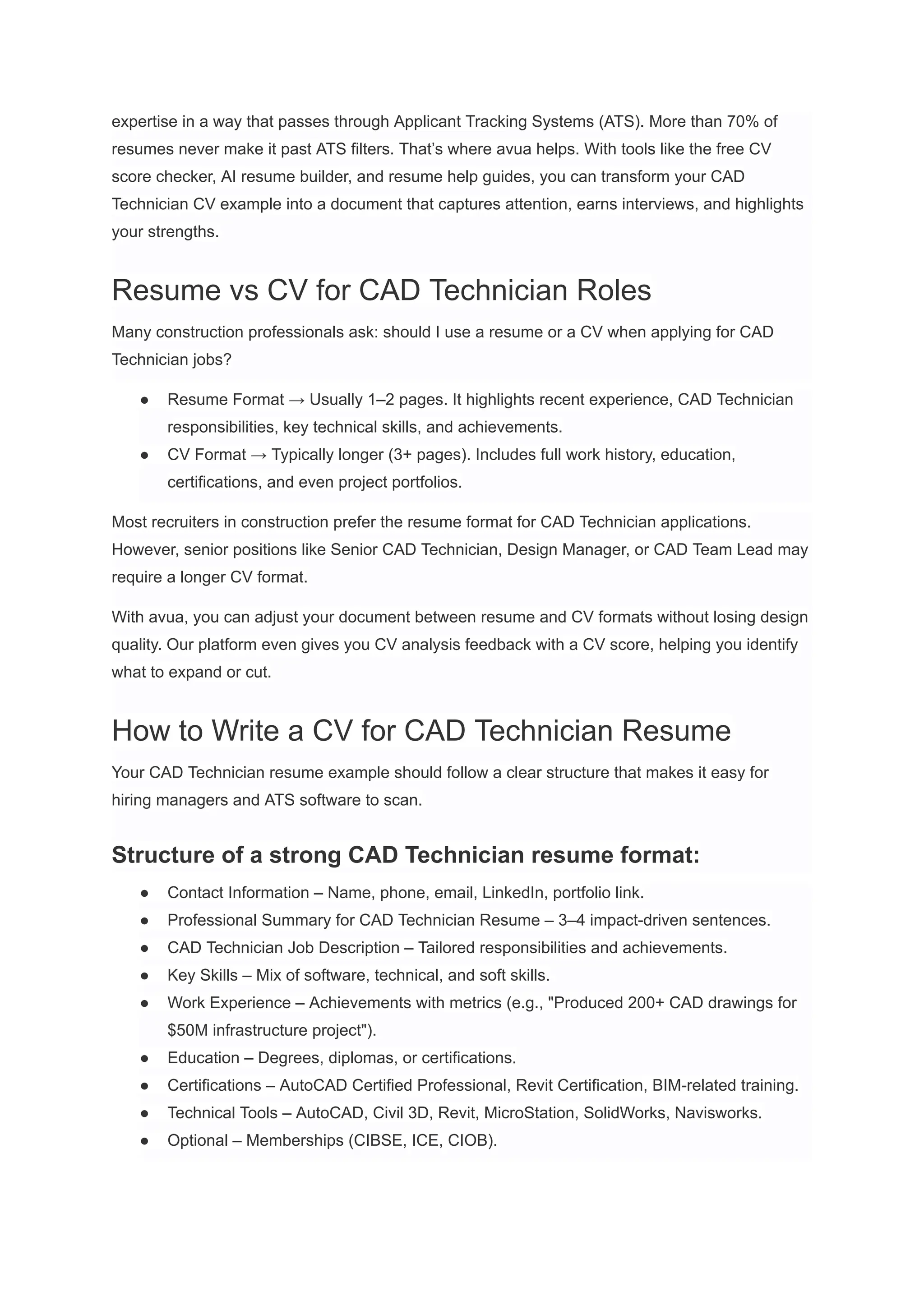 CAD Technician Resume Examples & Writing Guide for 2025 | PDF