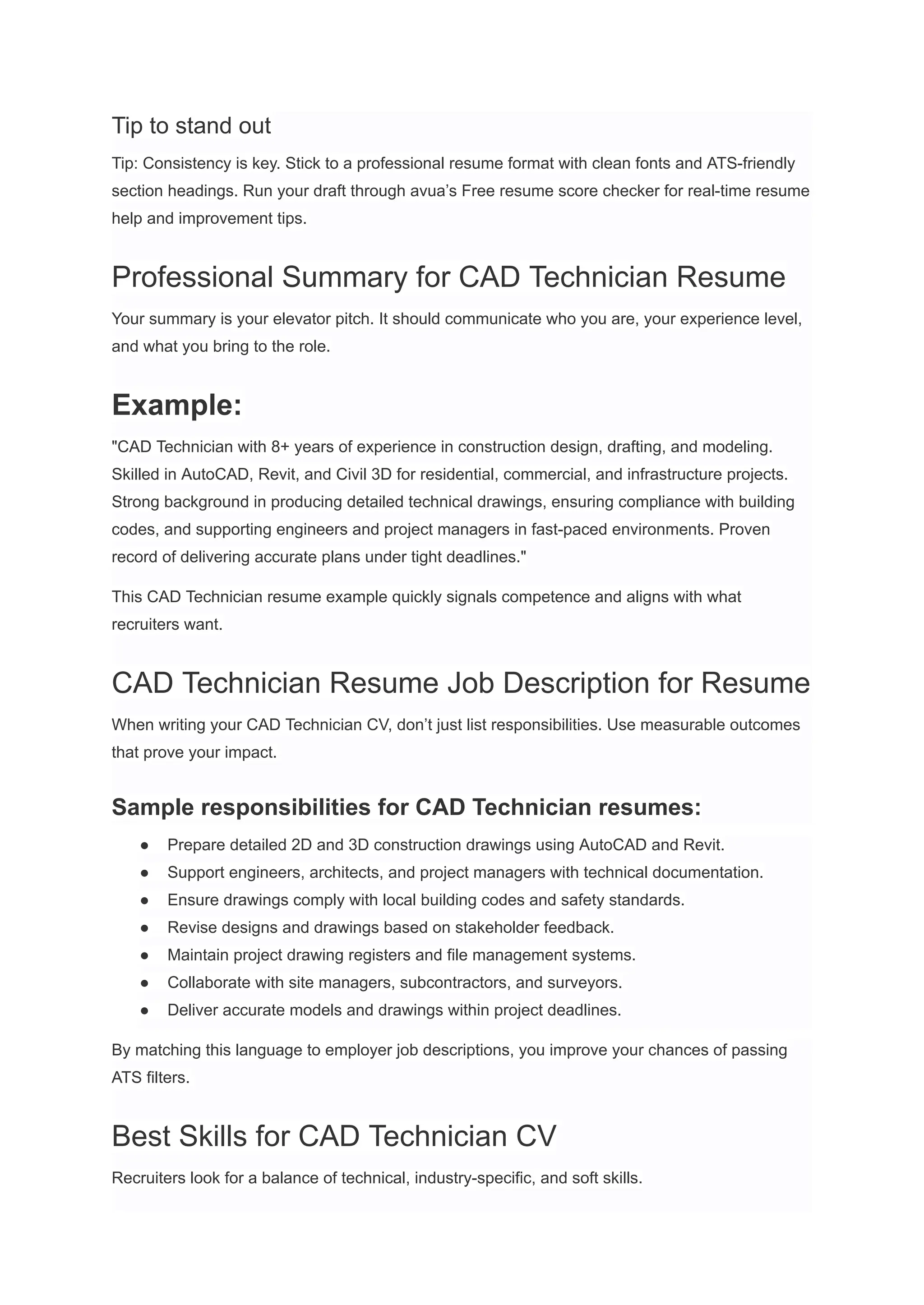 CAD Technician Resume Examples & Writing Guide for 2025 | PDF