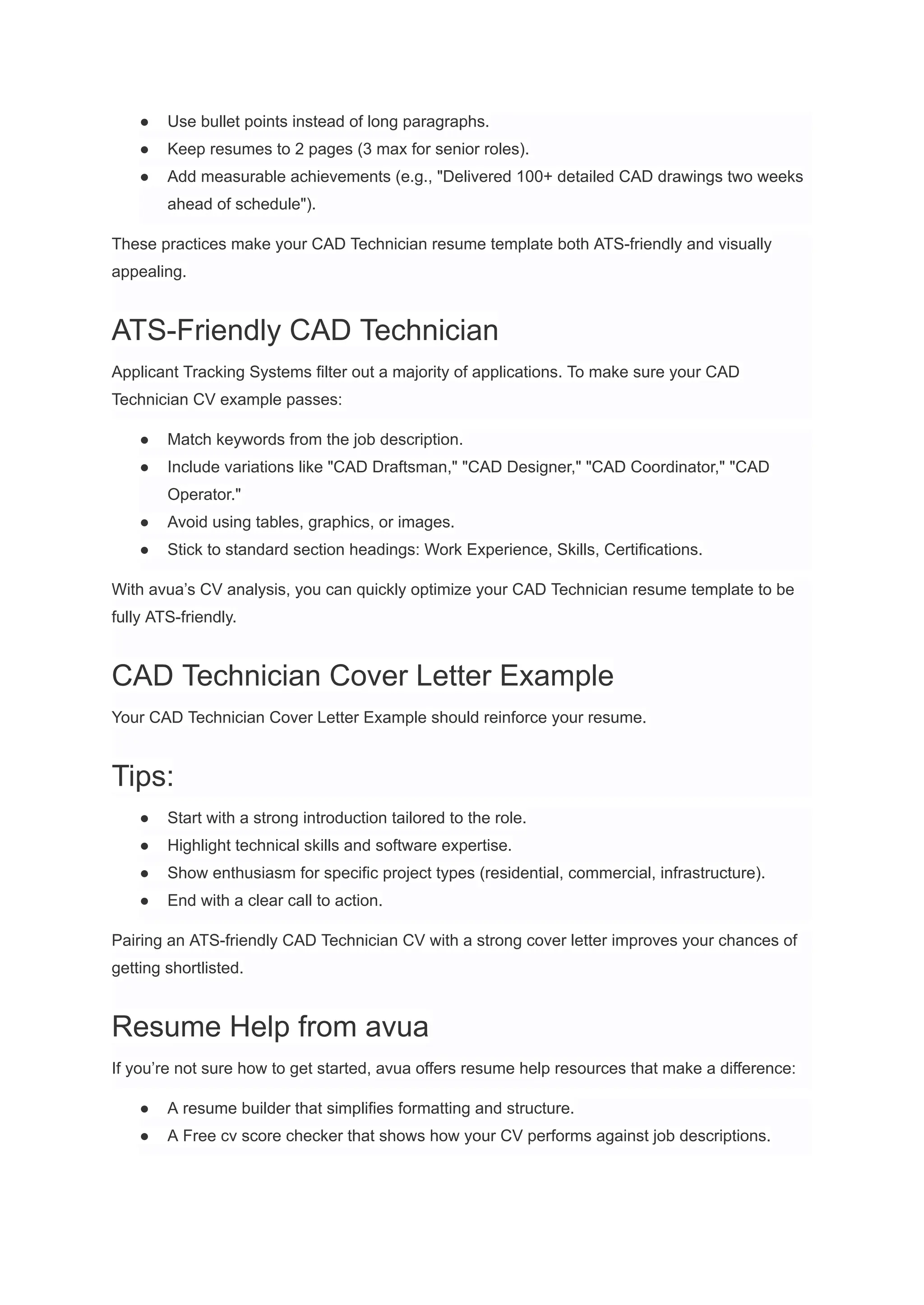 CAD Technician Resume Examples & Writing Guide for 2025 | PDF