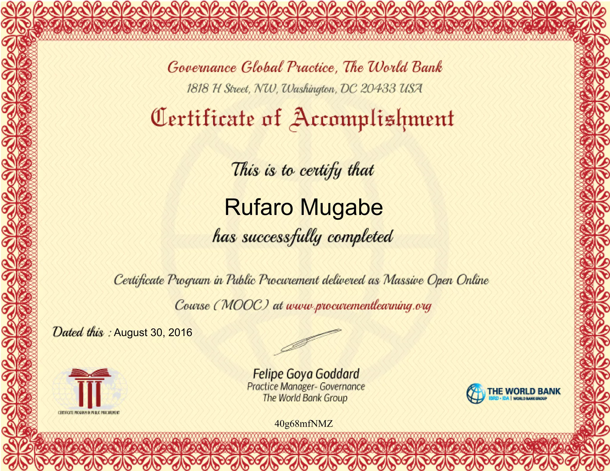 PUBLIC PROCUREMENT Certificate | PDF