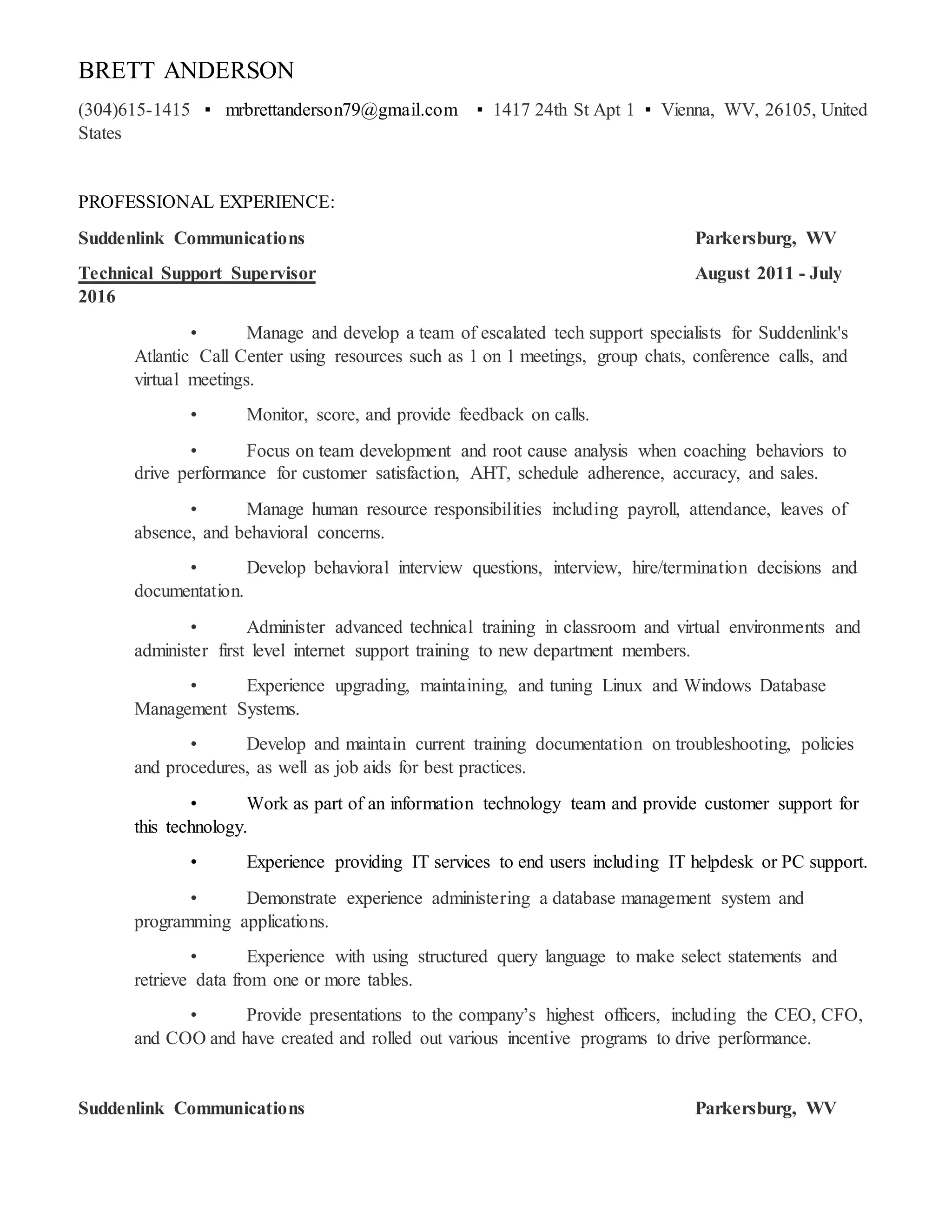 Brett Anderson Resume4 | PDF