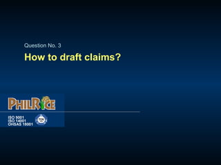 Introduction to claim drafting by Caezar Angelito E. Arceo | PPT