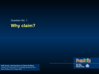 Introduction to claim drafting by Caezar Angelito E. Arceo | PPT