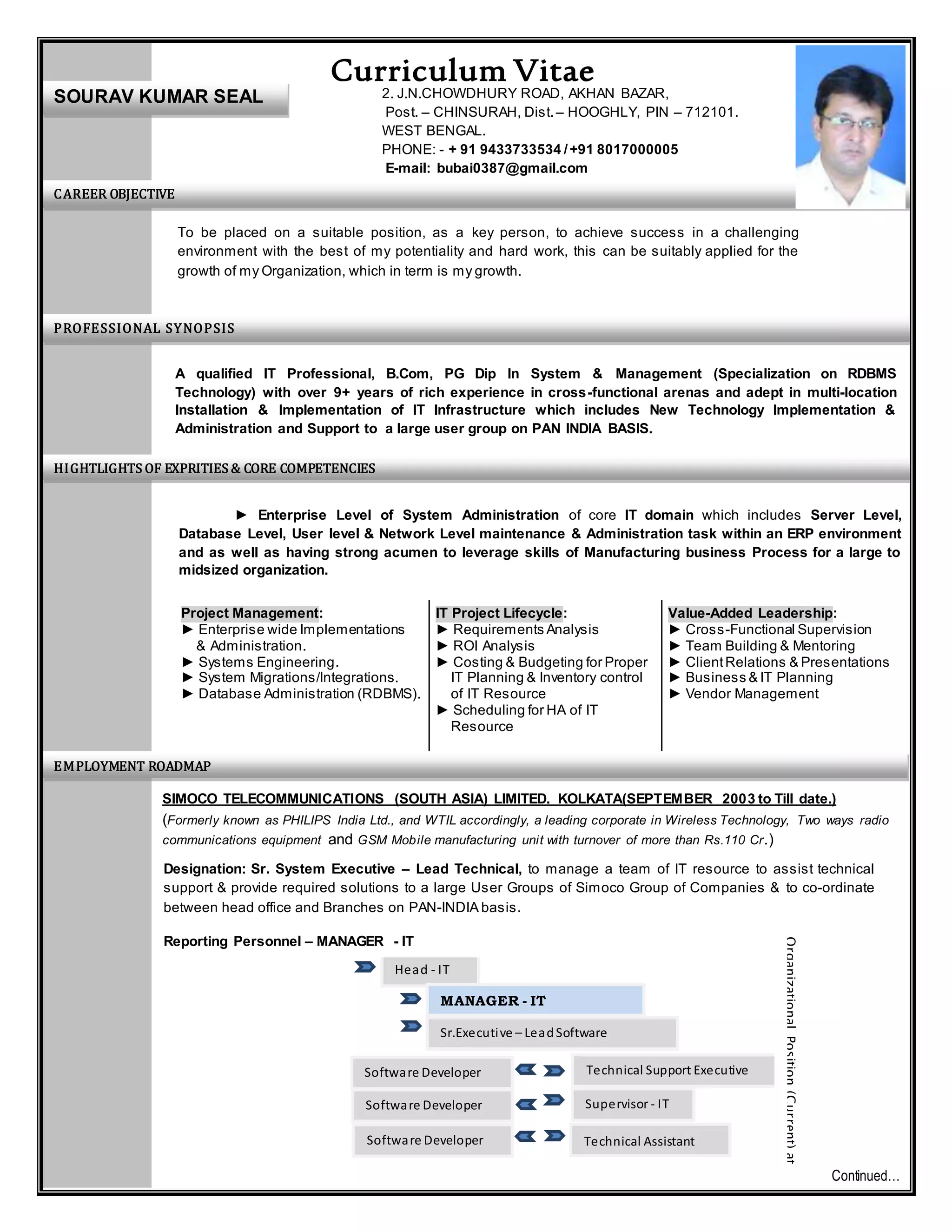 CV of Sourav Seal | DOCX
