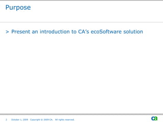 CA ecoSoftware Introduction | PDF