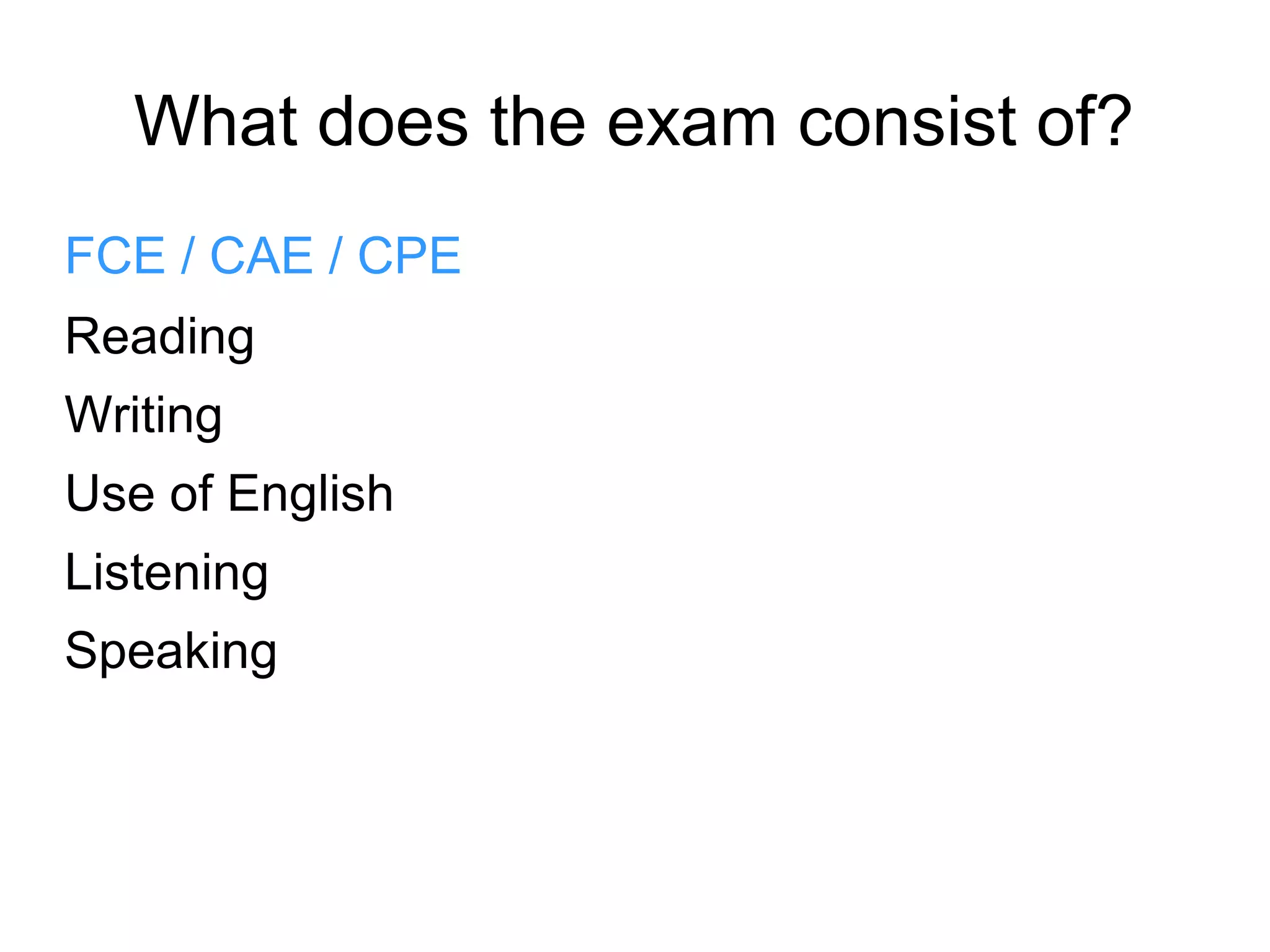 Cae exam univ presentation | PPT | Standardized Testing | Educational ...