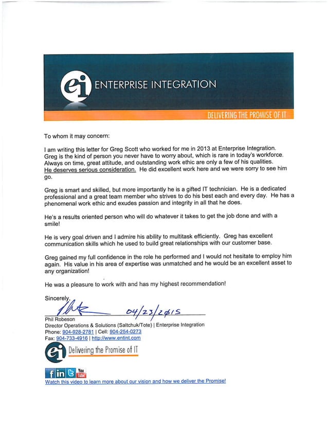 Enterprise Integration Recommendation Letter | PDF