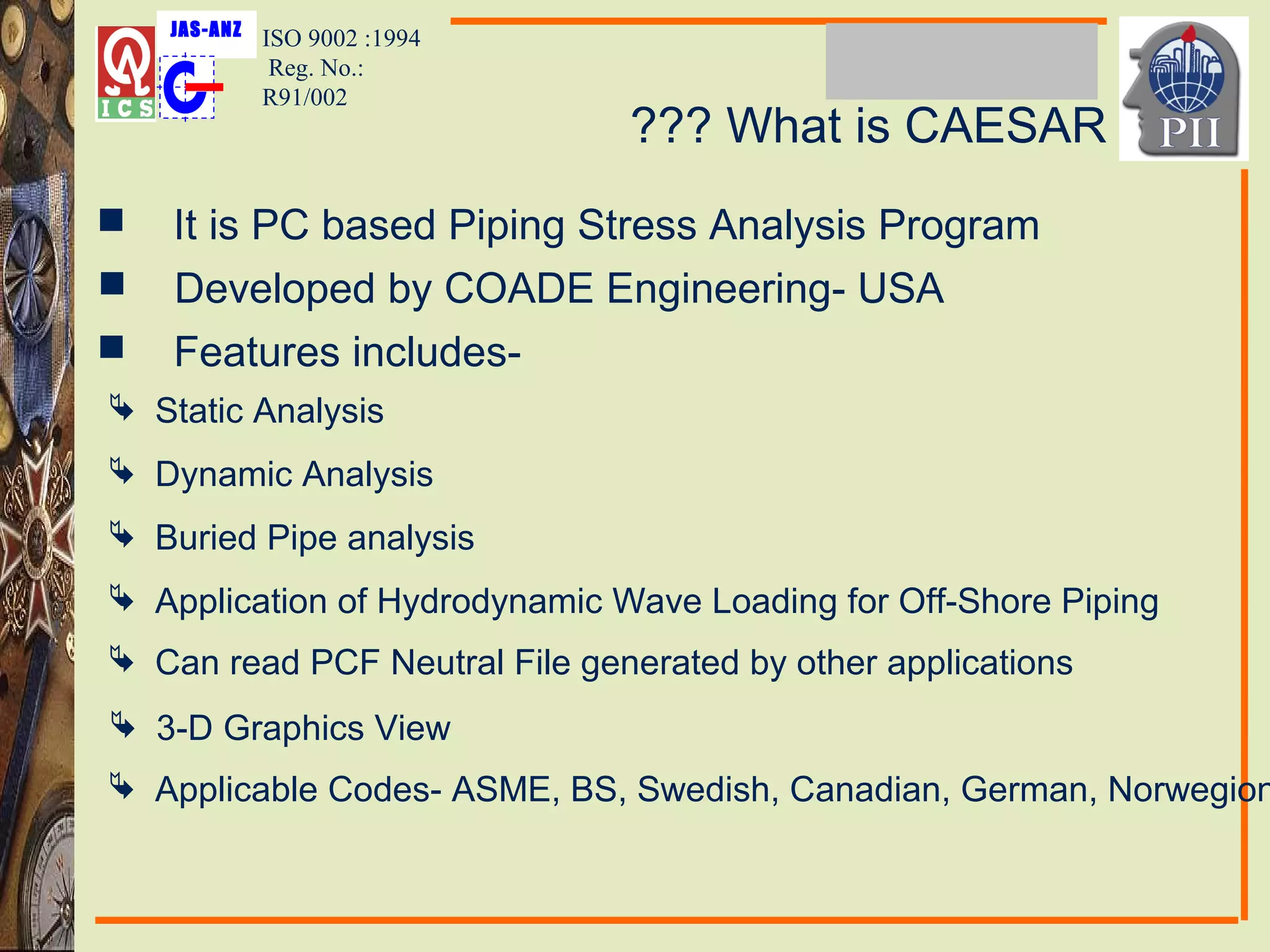 Stress Analysis Using Caesar II | PPT