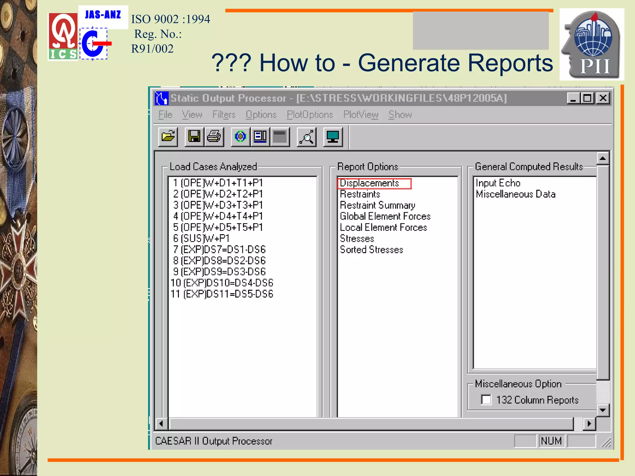 Stress Analysis Using Caesar II | PPT | Technology & Computing