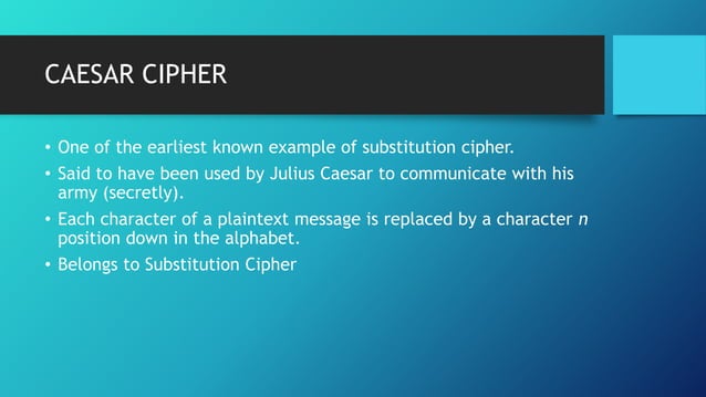 Caesar cipher | PPTX | Programming Languages | Computing