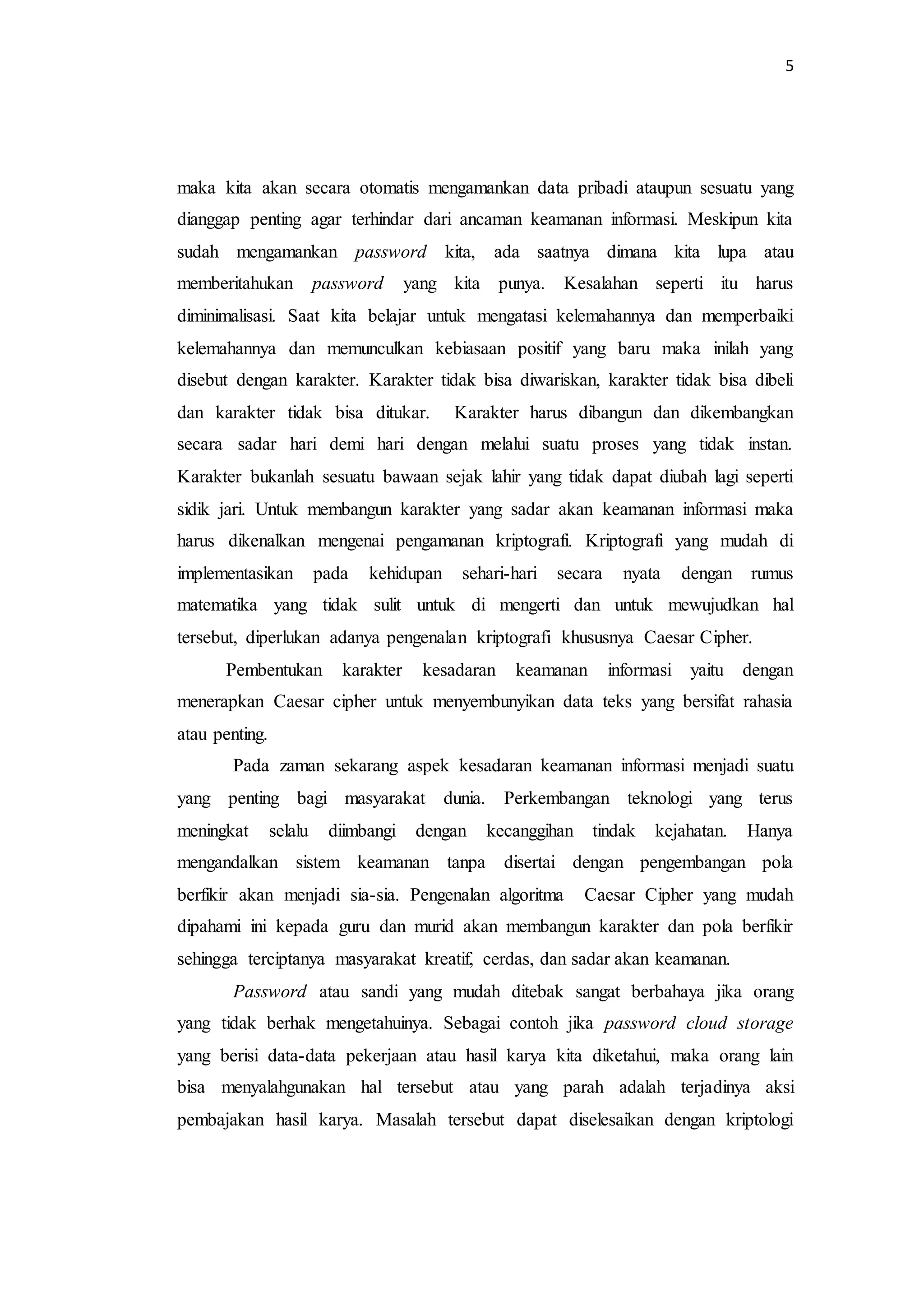 Caesar cipher adalah algoritma cipher | DOCX